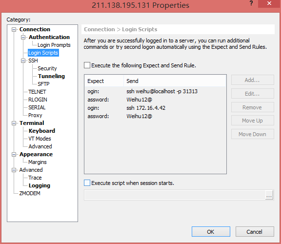Can Xshell support auto command after login? [3] - Forum Archive - NetSarang Computer