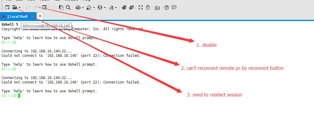 Revert to local shell when reconnect failed [4] - Forum Archive - NetSarang Computer