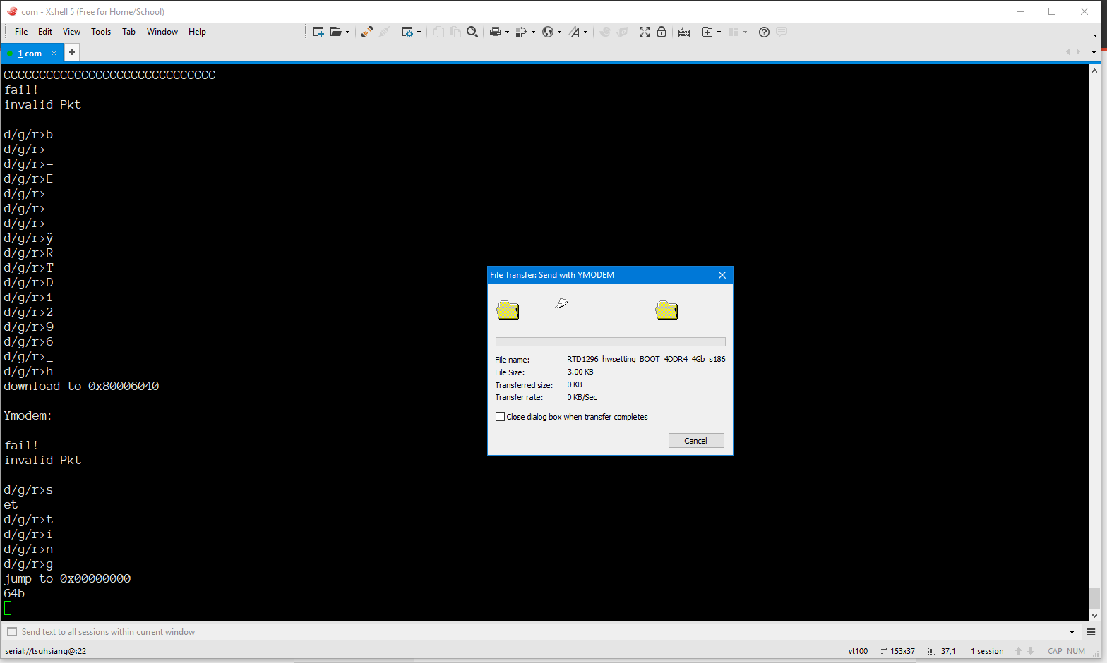 YModem transfer never finish [3] - Forum Archive - NetSarang Computer